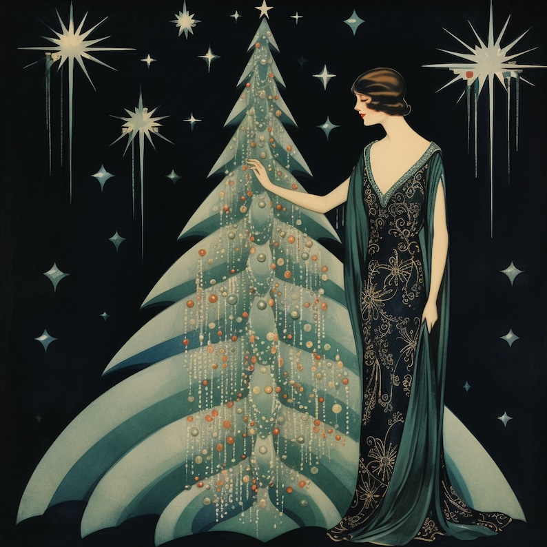 4 Art Deco Inspired Christmas Digital Images! - Etsy