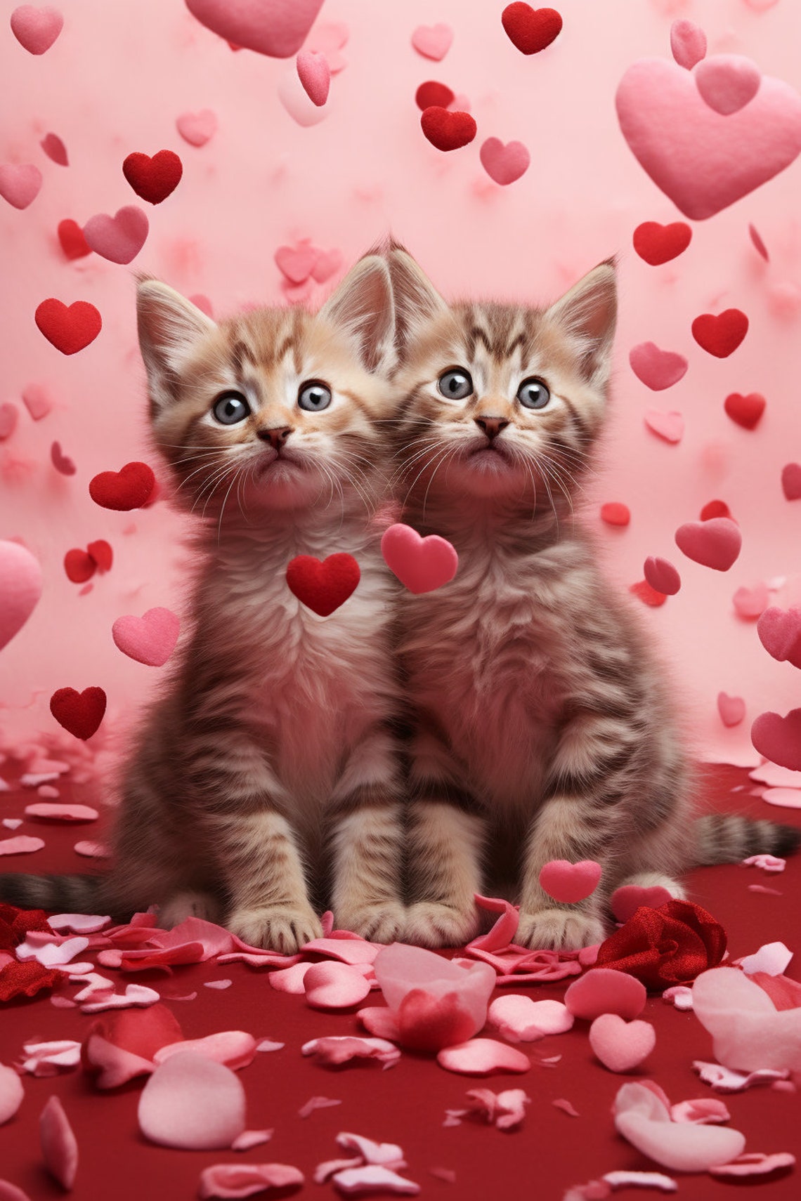 4 Adorable Valentines Kittens! Digital Images - Etsy