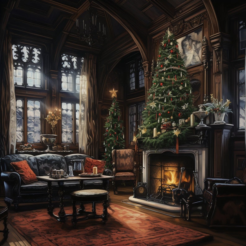 4 Unique Gothic Christmas Homes - Digital Images! - Etsy