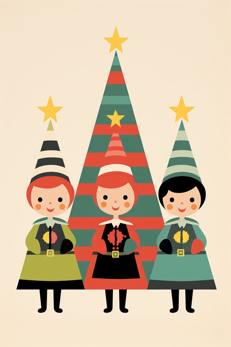 10 Adorable Christmas Elves 1950s Style - Digital Images Zip - Etsy
