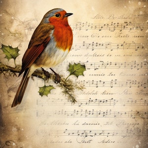 4 Lovely Victorian Christmas Robins - Digital Images - Etsy