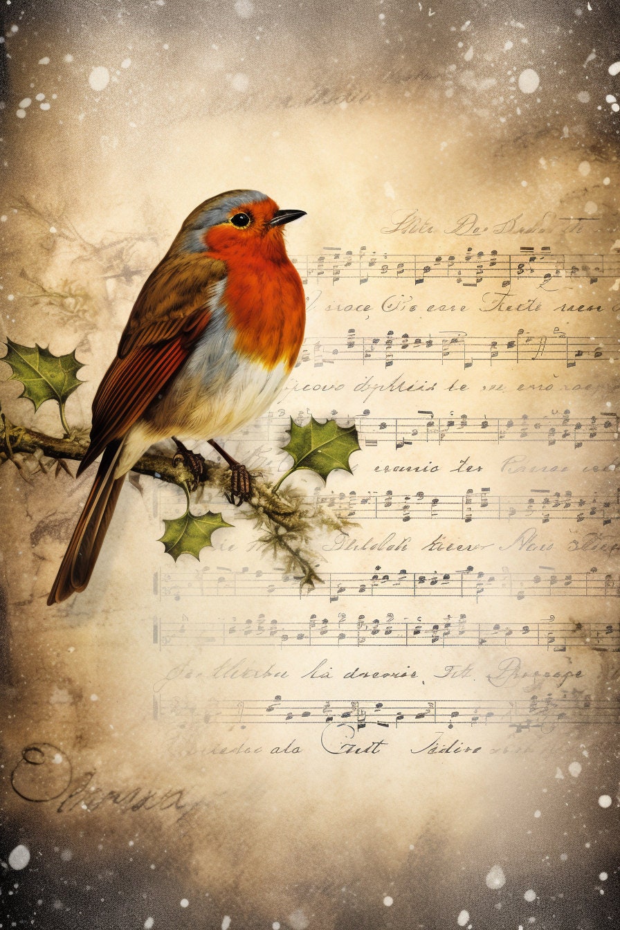 4 Lovely Victorian Christmas Robins Digital Images - Etsy
