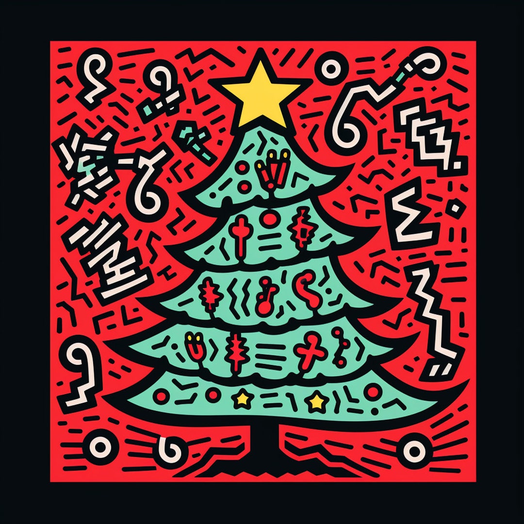 4 Keith Haring-inspired Digital Christmas Tree Images - Etsy