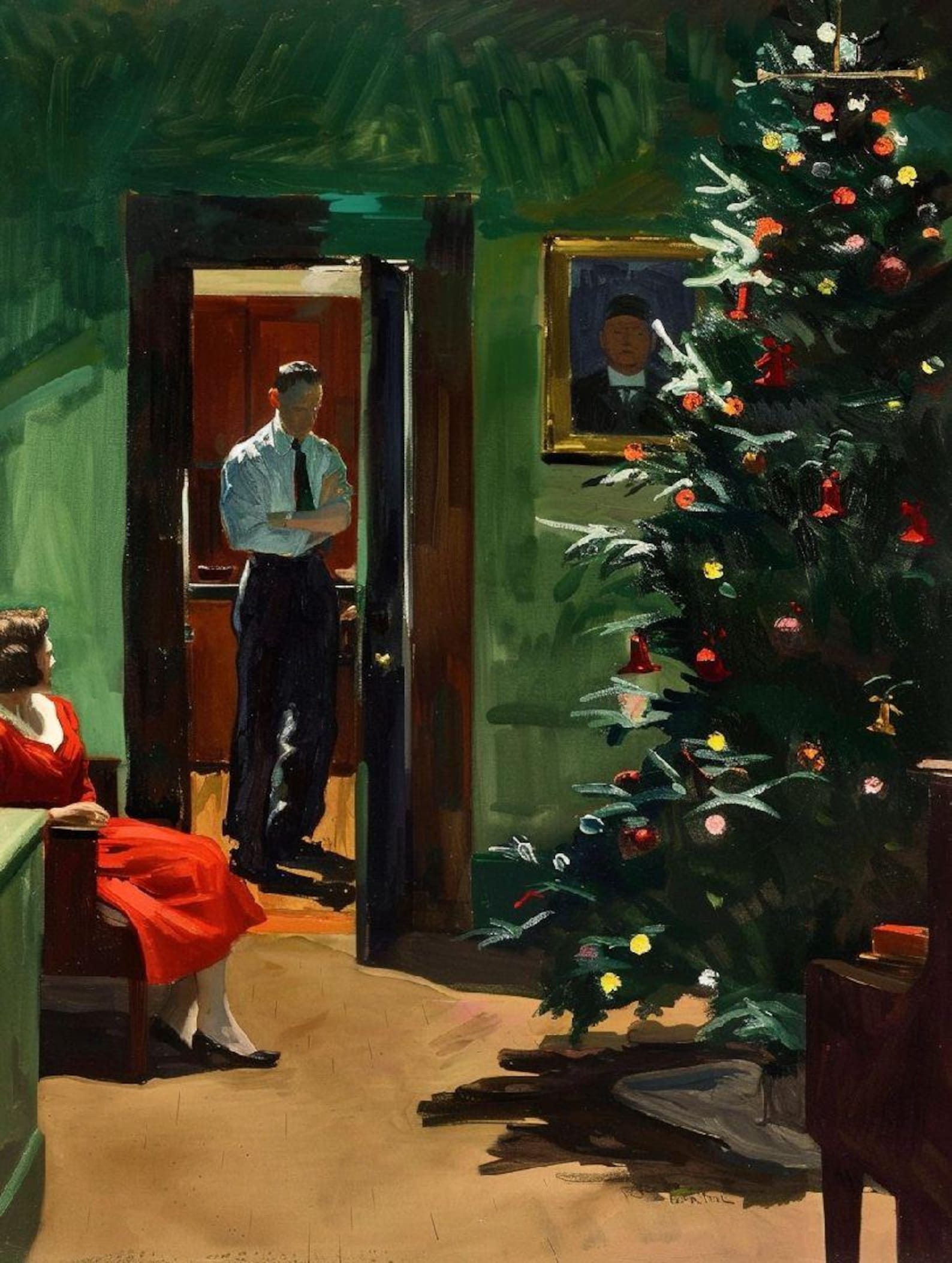 4 Edward Hopper Style Christmas Digital Images, Wall Art, Crafts, Cards ...
