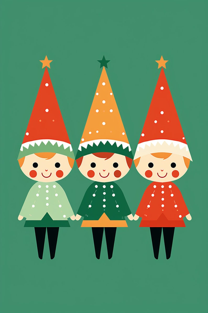 10 Adorable Christmas Elves 1950s Style - Digital Images Zip - Etsy