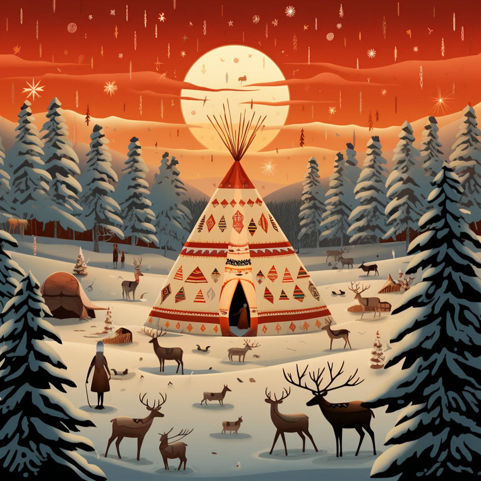 4 Unique Native American Inspired Christmas Digital Images - Etsy