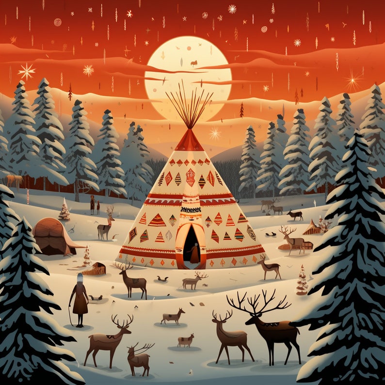 4 Unique Native American Inspired Christmas Digital Images - Etsy