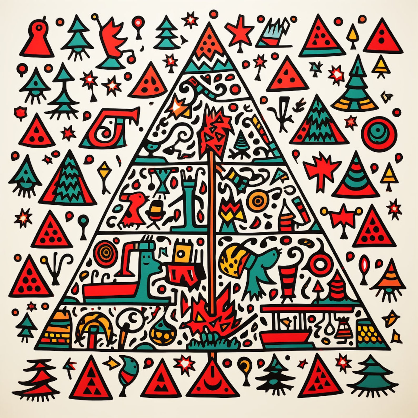 4 Keith Haring-inspired Digital Christmas Tree Images - Etsy