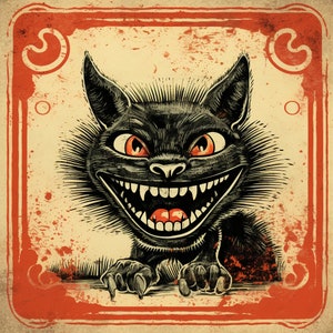 Four Adorably Spooky Halloween Black Cat Stamps - Digital Images - Etsy