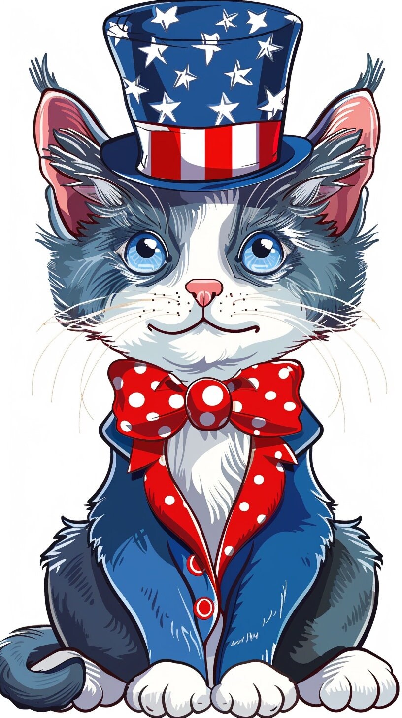 4 Adorable July 4th Kitties! Digital Images - Etsy