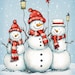 4 Happy Holidays Snowmen Digital Images - Etsy
