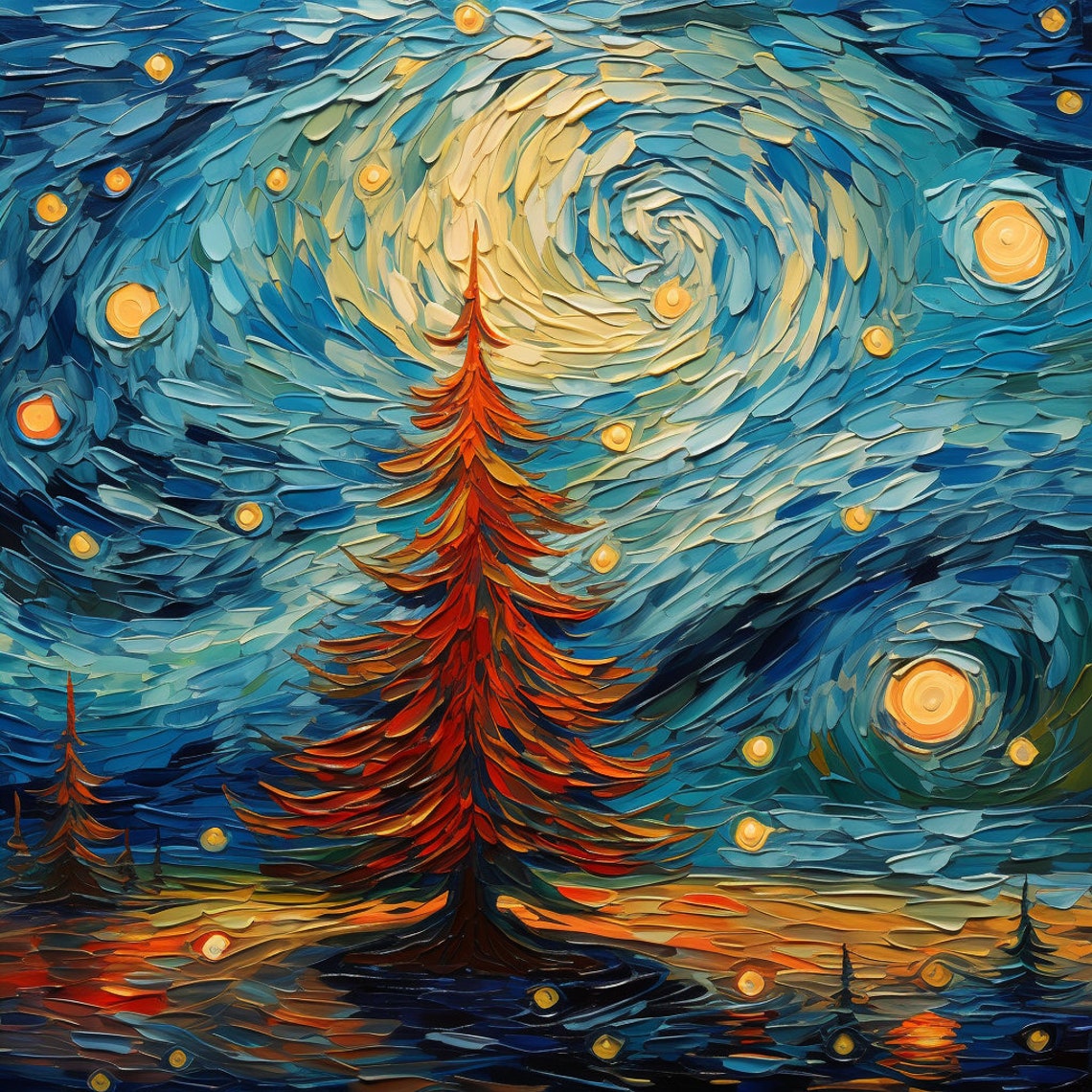 4 Van Gogh-inspired Christmas Tree Digital Images - Etsy