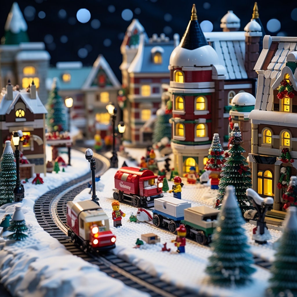 4 Toy Block Mini Christmas Village Digital Images - Toy Block Style - Etsy