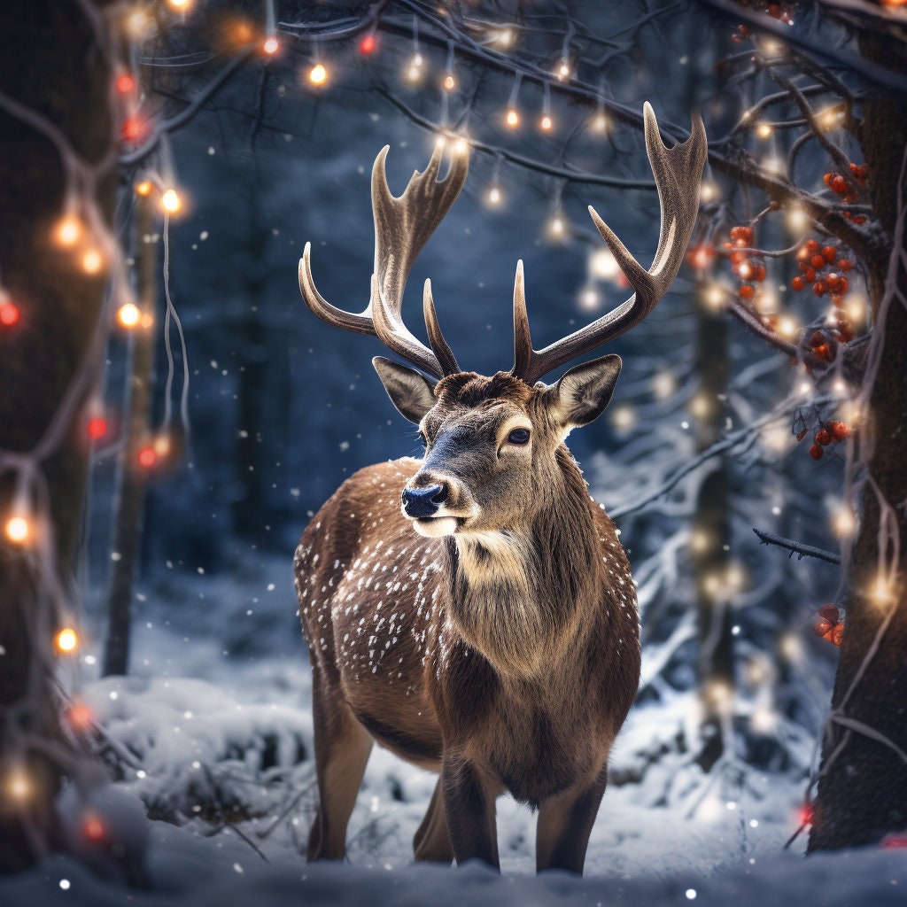 5 Majestic Christmas Stag Deer - Digital Images - Etsy