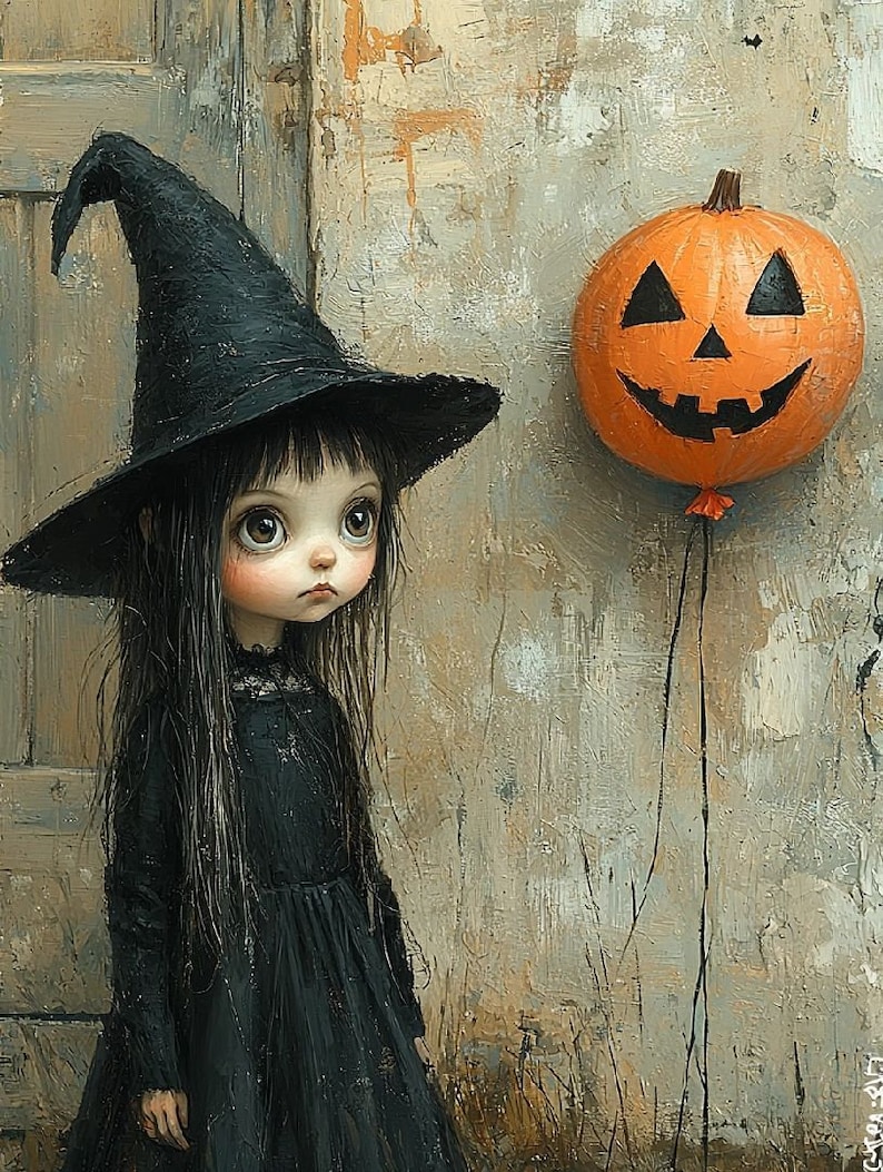 6 Adorable Big Eyes Halloween Witches Digital Images - Etsy
