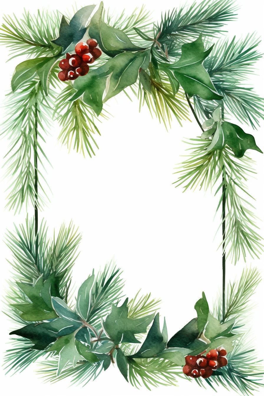 4 Christmas Watercolor Frame Digital Images! - Etsy