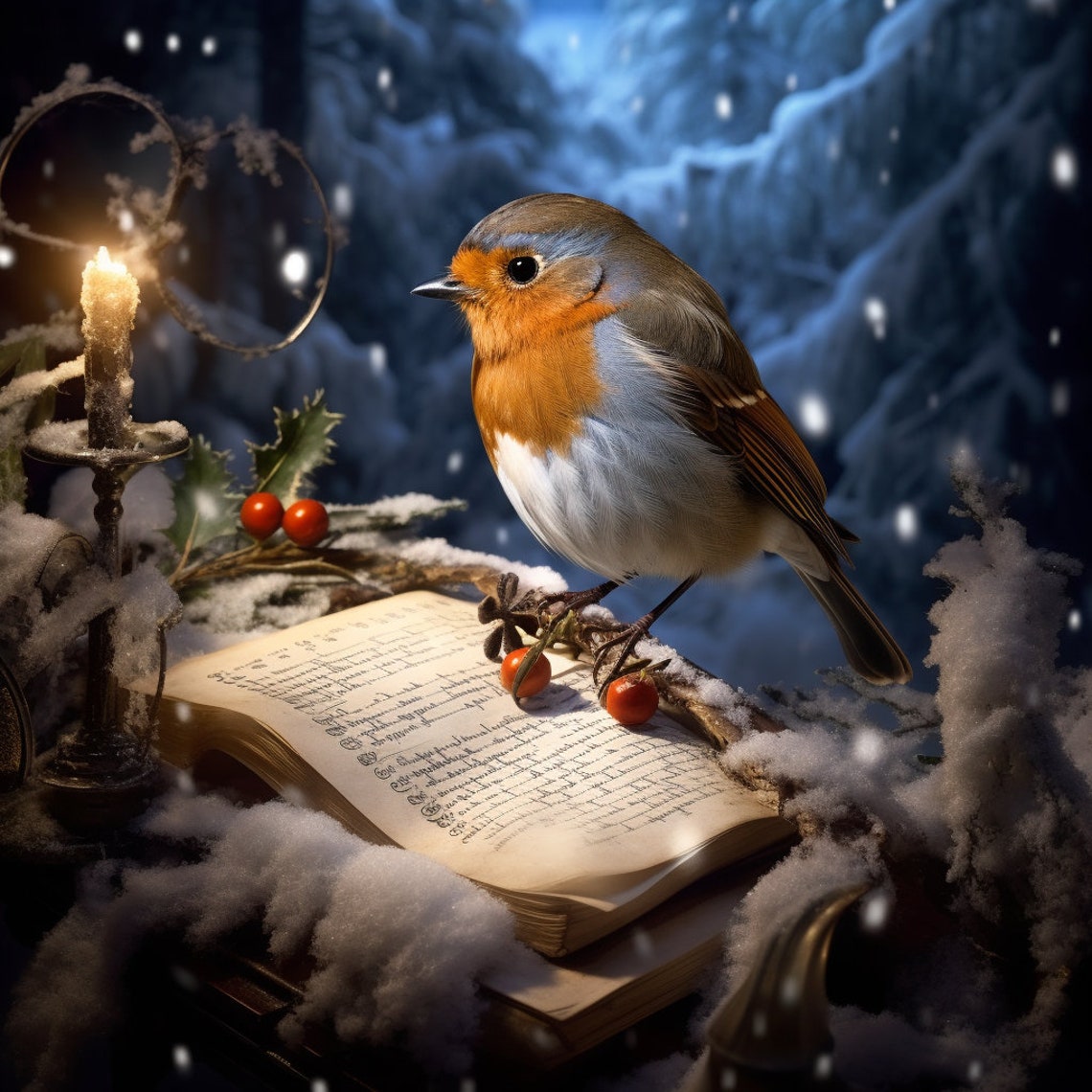 4 Charming Victorian Christmas Robins - Digital Images! - Etsy