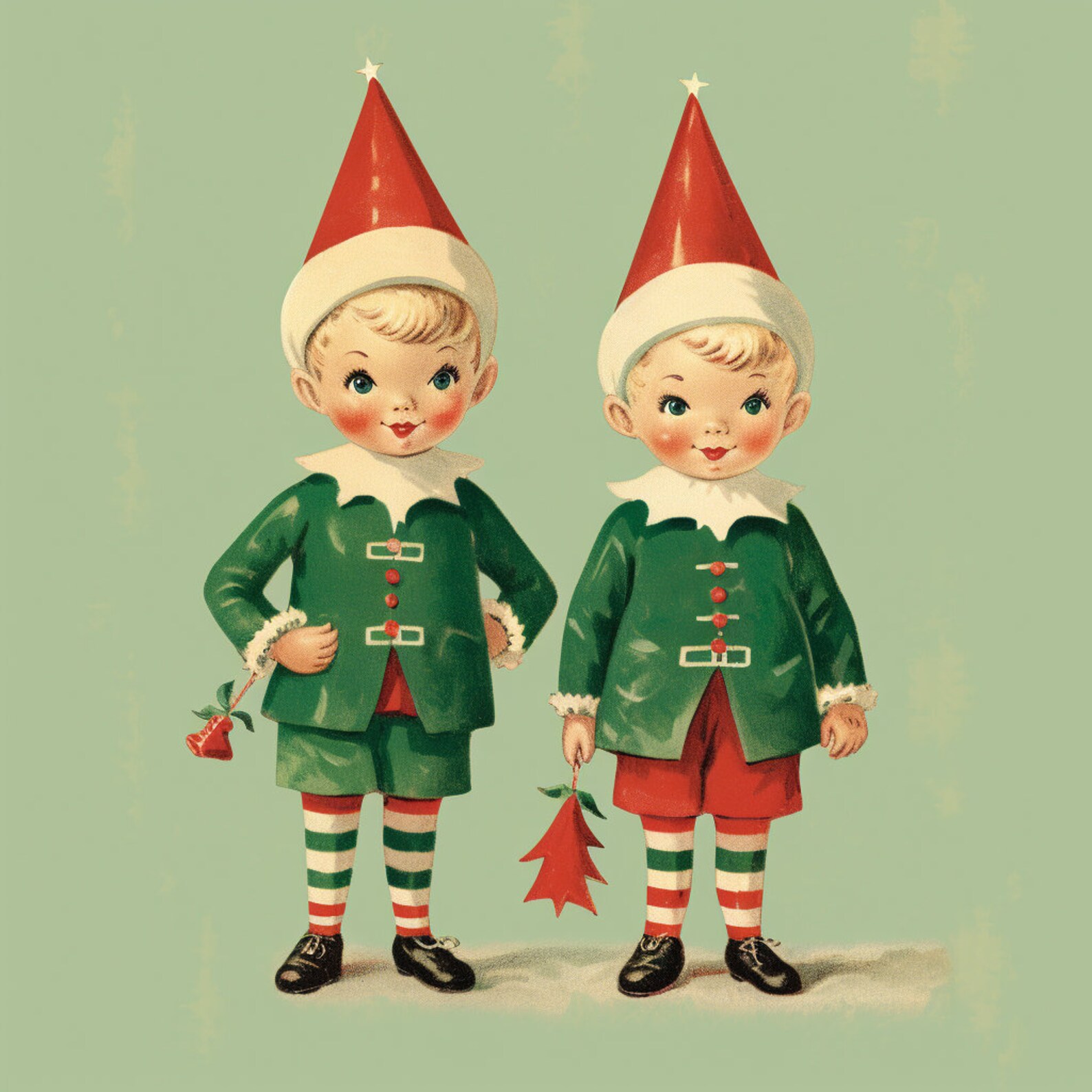 10 Adorable Christmas Elves 1950s Style - Digital Images Zip - Etsy