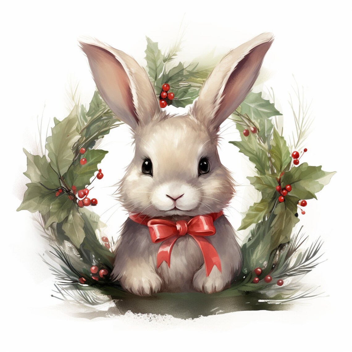5 Adorable Christmas Bunnies - Digital Images - Etsy