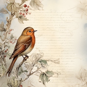 4 Lovely Victorian Christmas Robins - Digital Images - Etsy