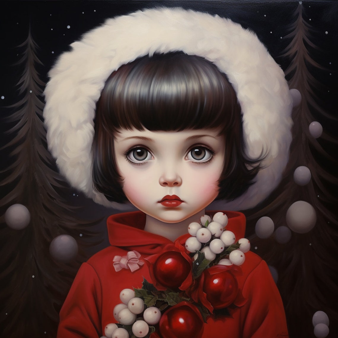 4 "big Eyes" Christmas Children Digital Images - Etsy