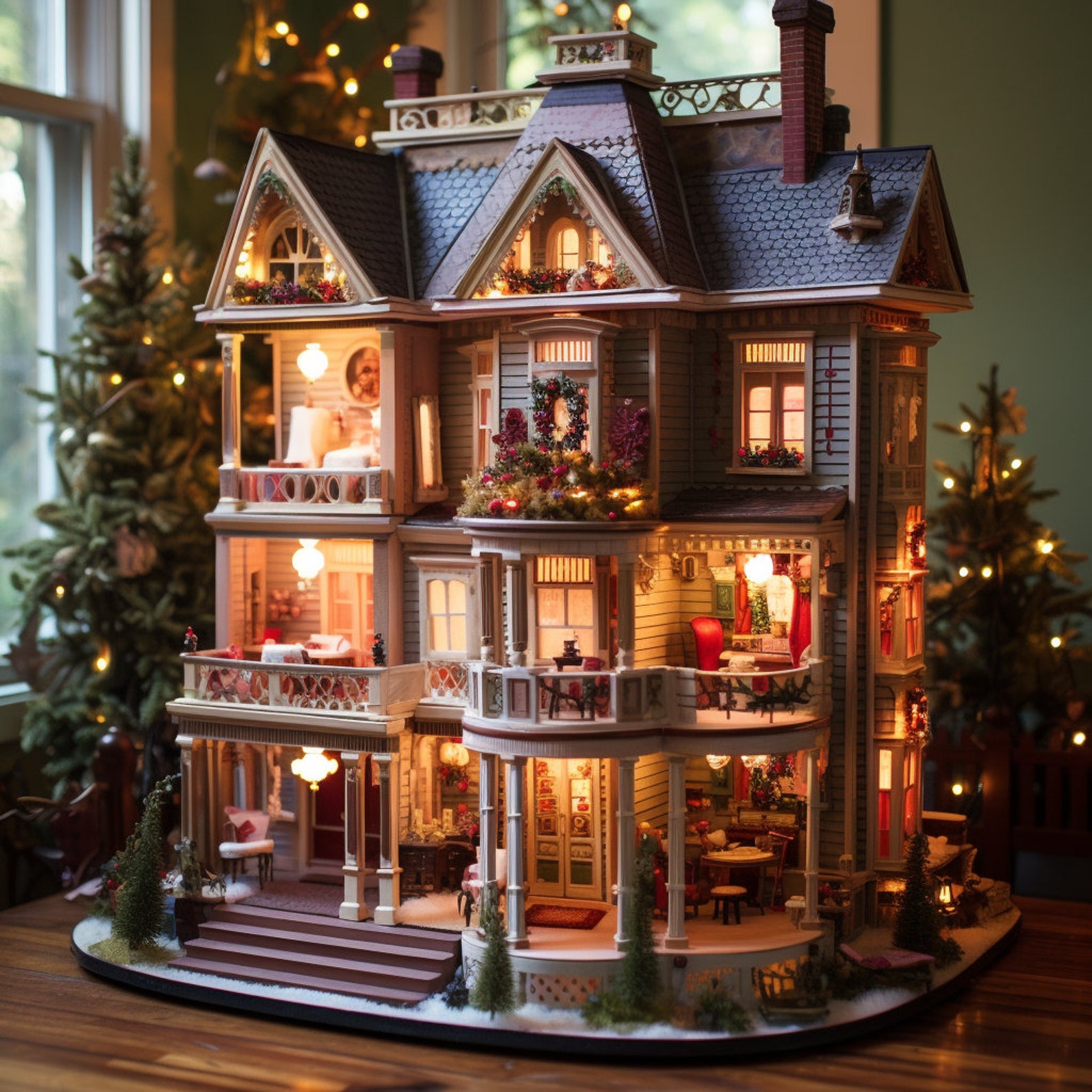 5 Victorian Christmas Dollhouse - AI Digital Images - Etsy