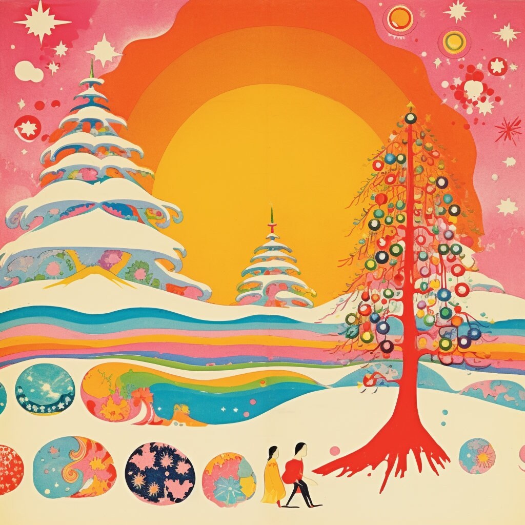 4 Groovy Peter Max-inspired Digital Christmas Images - Etsy