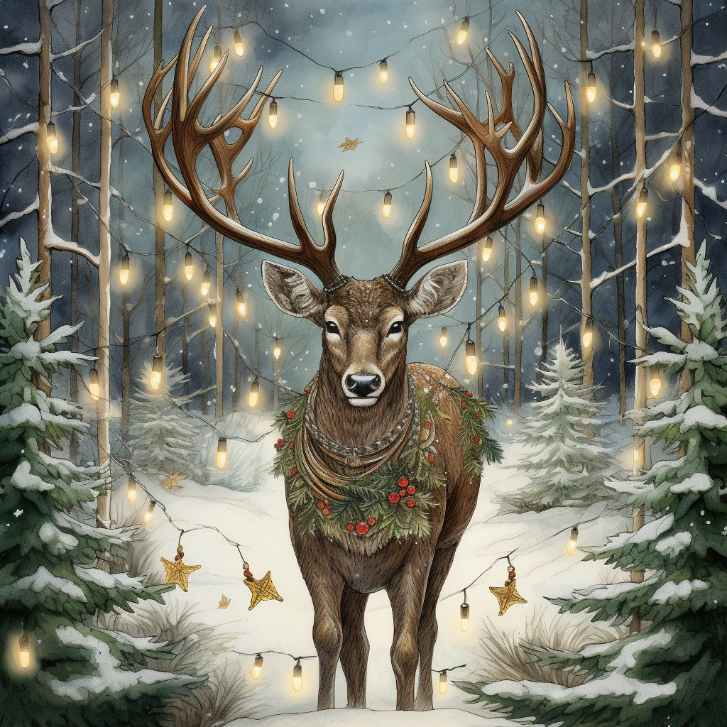 5 Majestic Christmas Stag Deer - Digital Images - Etsy