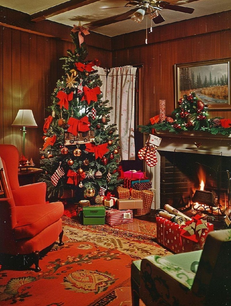 4 60s Vintage Christmas Scenes, Vintage, Wall Art, Crafts, Cards, 1960s ...