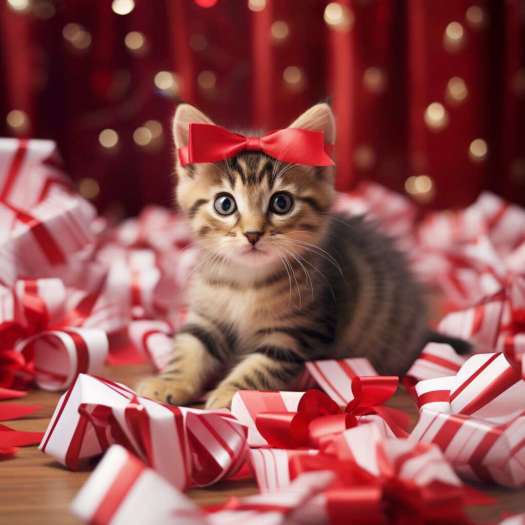 Adorable Christmas Kittens & Bows - Etsy