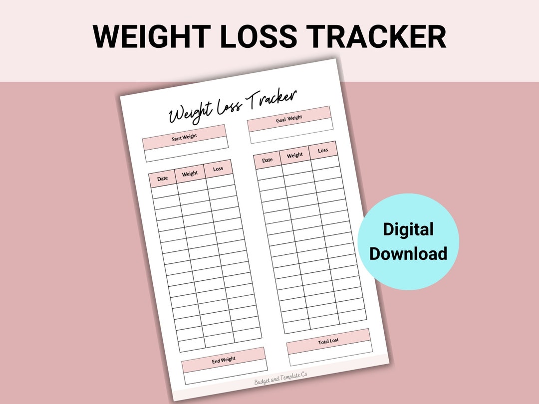 Weight Loss Tracker Printable, Pounds Lost Tracker, Weight Tracker ...