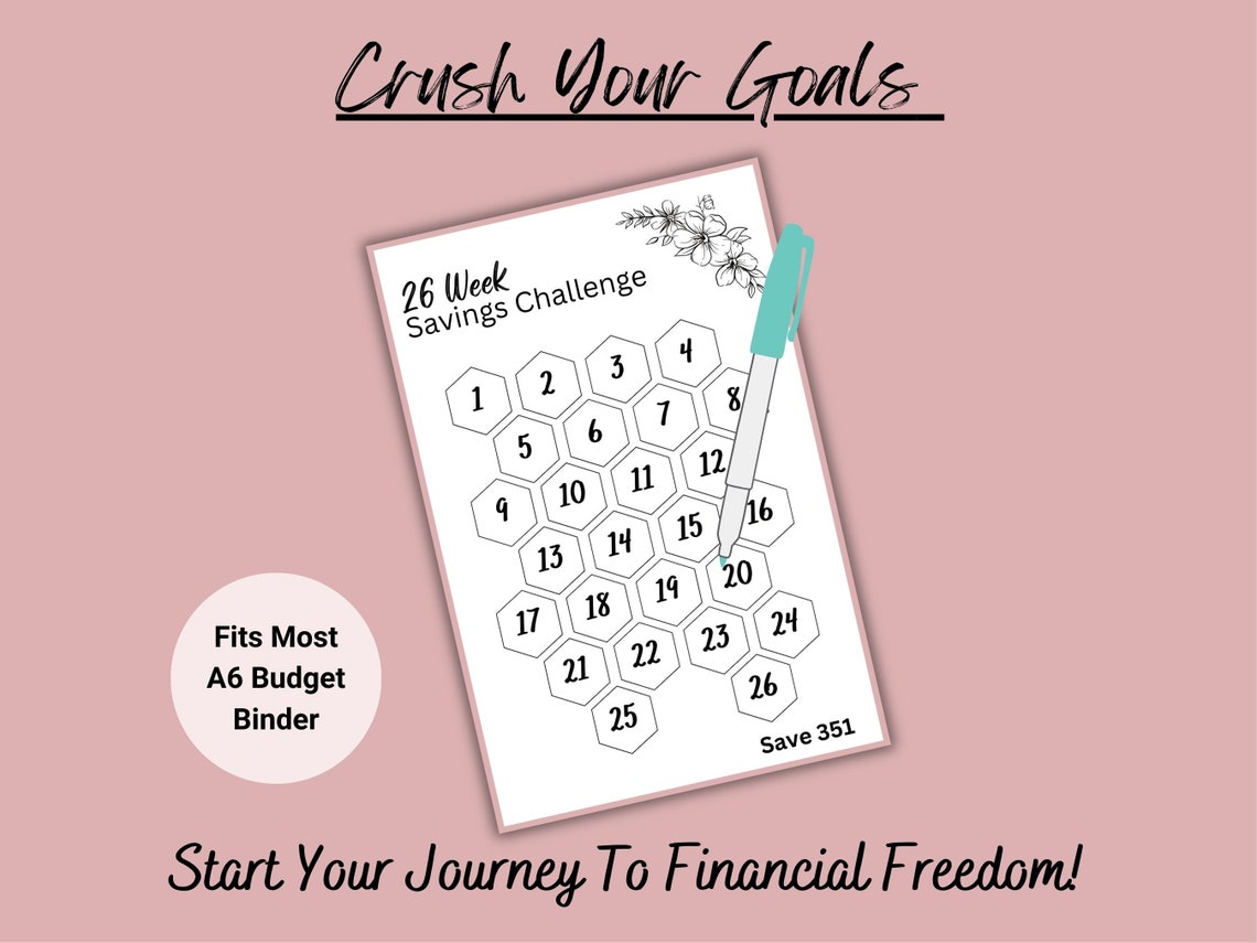 26 Weeks Savings Challenge Bundle Set of 6 26 Week Challenge - Etsy