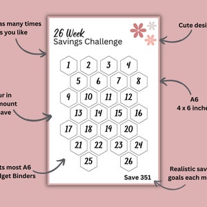 26 Weeks Savings Challenge Bundle Set of 6, 26 Week Challenge, 26 Week ...