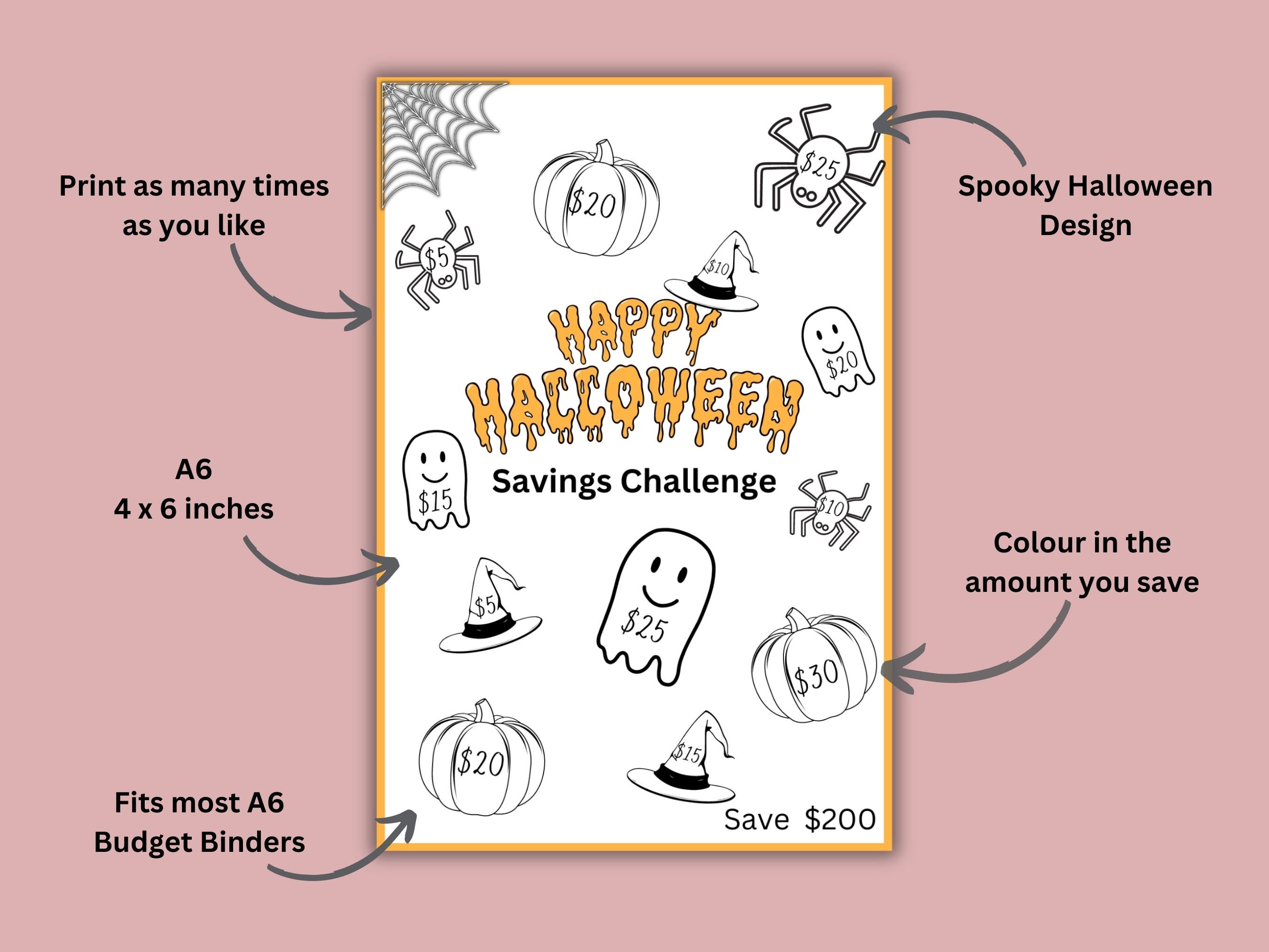 Halloween Savings Challenge Printable Spooky Savings - Etsy