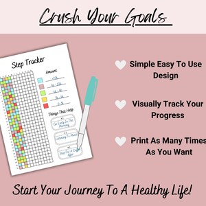 Step Tracker Printable, Step Tracker Journal, Step Challenge, Self Care ...