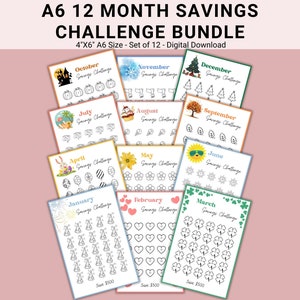 Bi-weekly Savings Challenge Printable Bundle, Boho A6 Savings Challenge ...