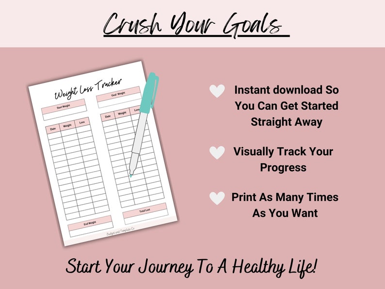 Weight Loss Tracker Printable, Pounds Lost Tracker, Weight Tracker ...