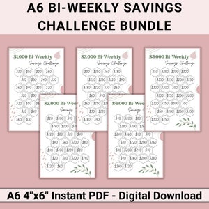 Bi-weekly Savings Challenge Printable Bundle, Boho A6 Savings Challenge ...