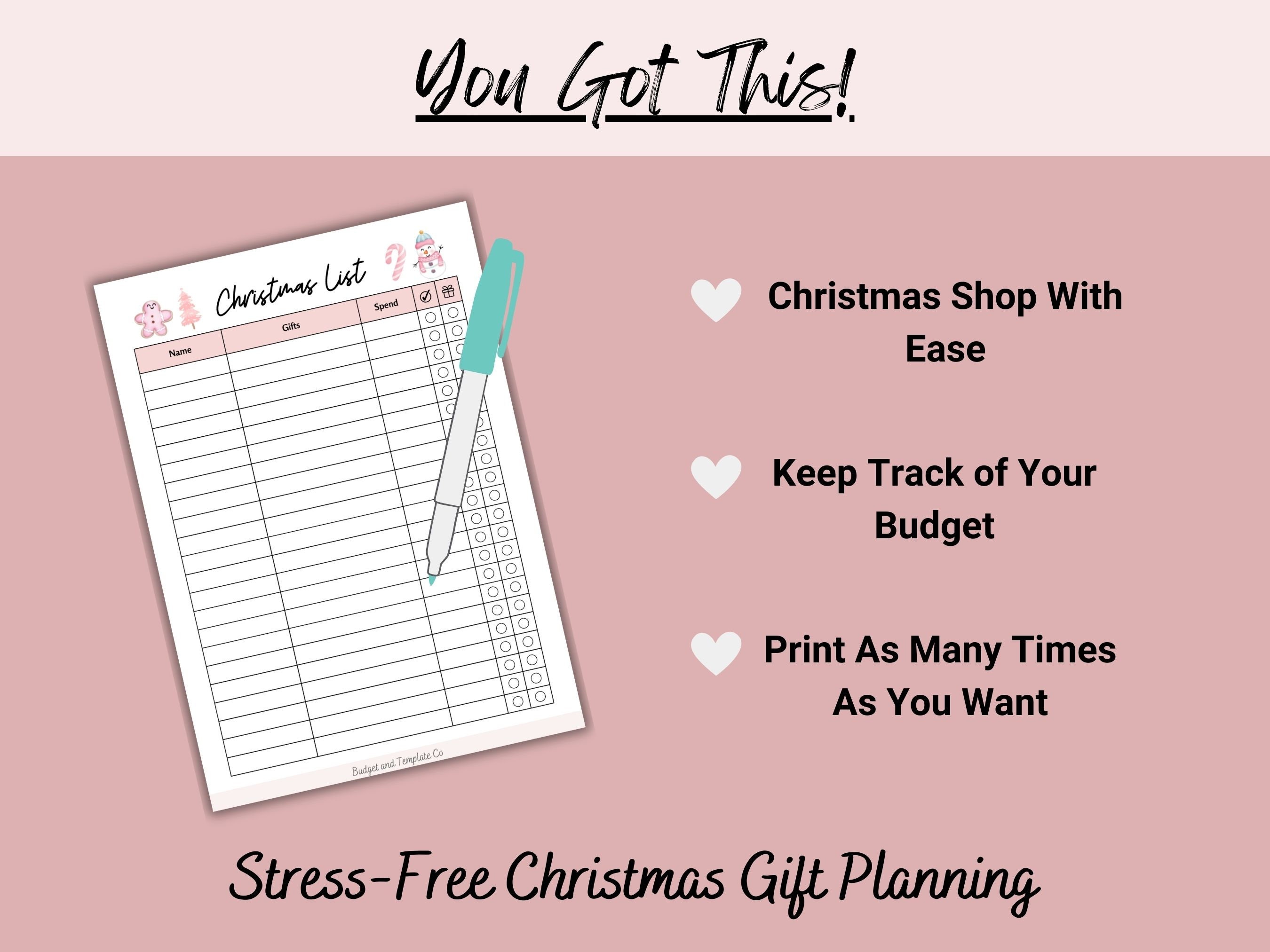 Christmas Gift List Printable, Printable Christmas Planner, Christmas ...
