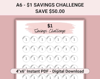 A6 One Dollar 60 Savings Challenge - Etsy