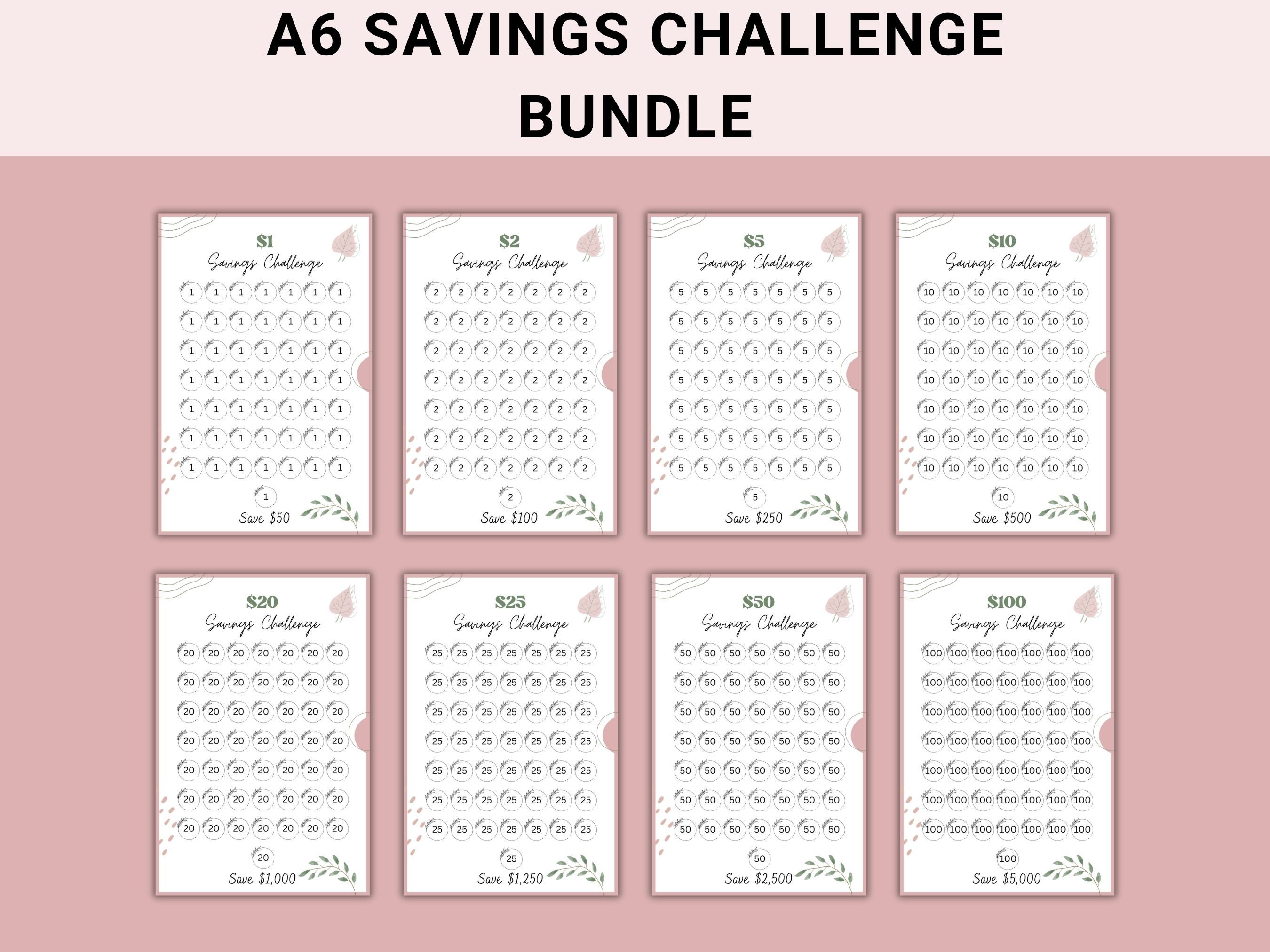 A6 Savings Challenge Printable, Boho Saving Challenge Bundle Set of 20 ...