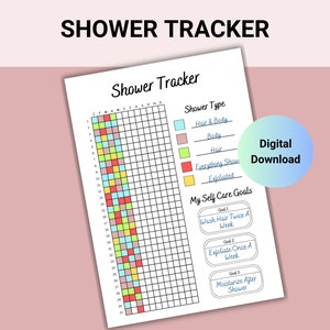 Shower Tracker Printable, Habit Tracker, Health Tracker, Goal Tracker ...