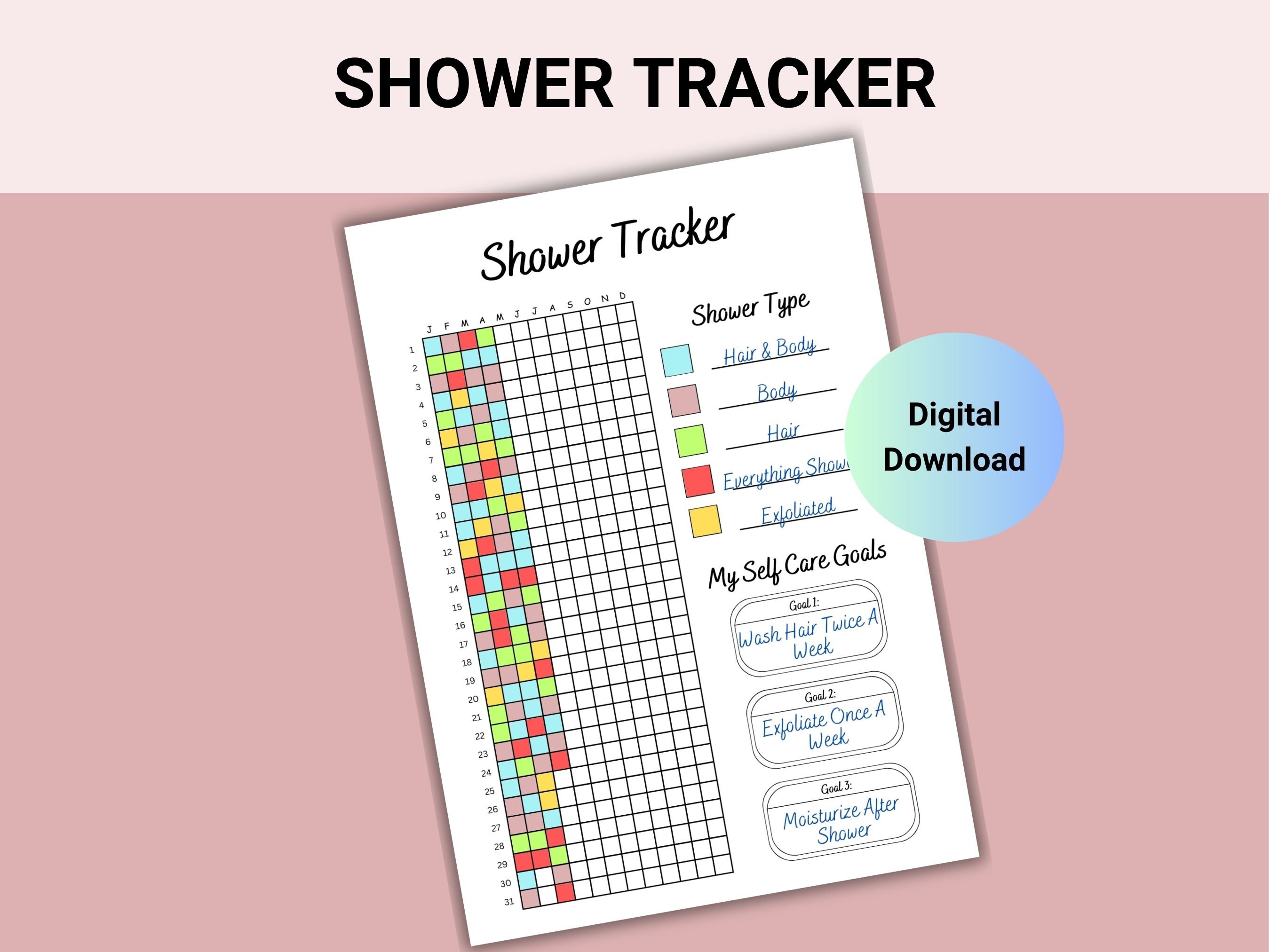 Shower Tracker Printable, Habit Tracker, Health Tracker, Goal Tracker ...