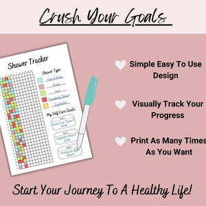 Shower Tracker Printable, Habit Tracker, Health Tracker, Goal Tracker ...