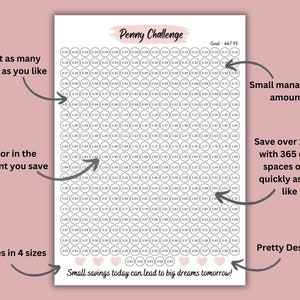 Penny Savings Challenge Printable, 365 Day Penny Saving Chart, 1p ...