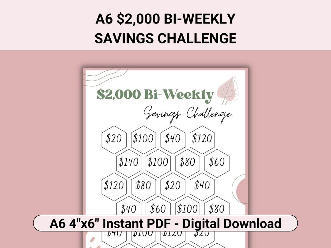 Bi-weekly 2K Saving Challenge Printable, Boho A6 2000 Biweekly Savings ...