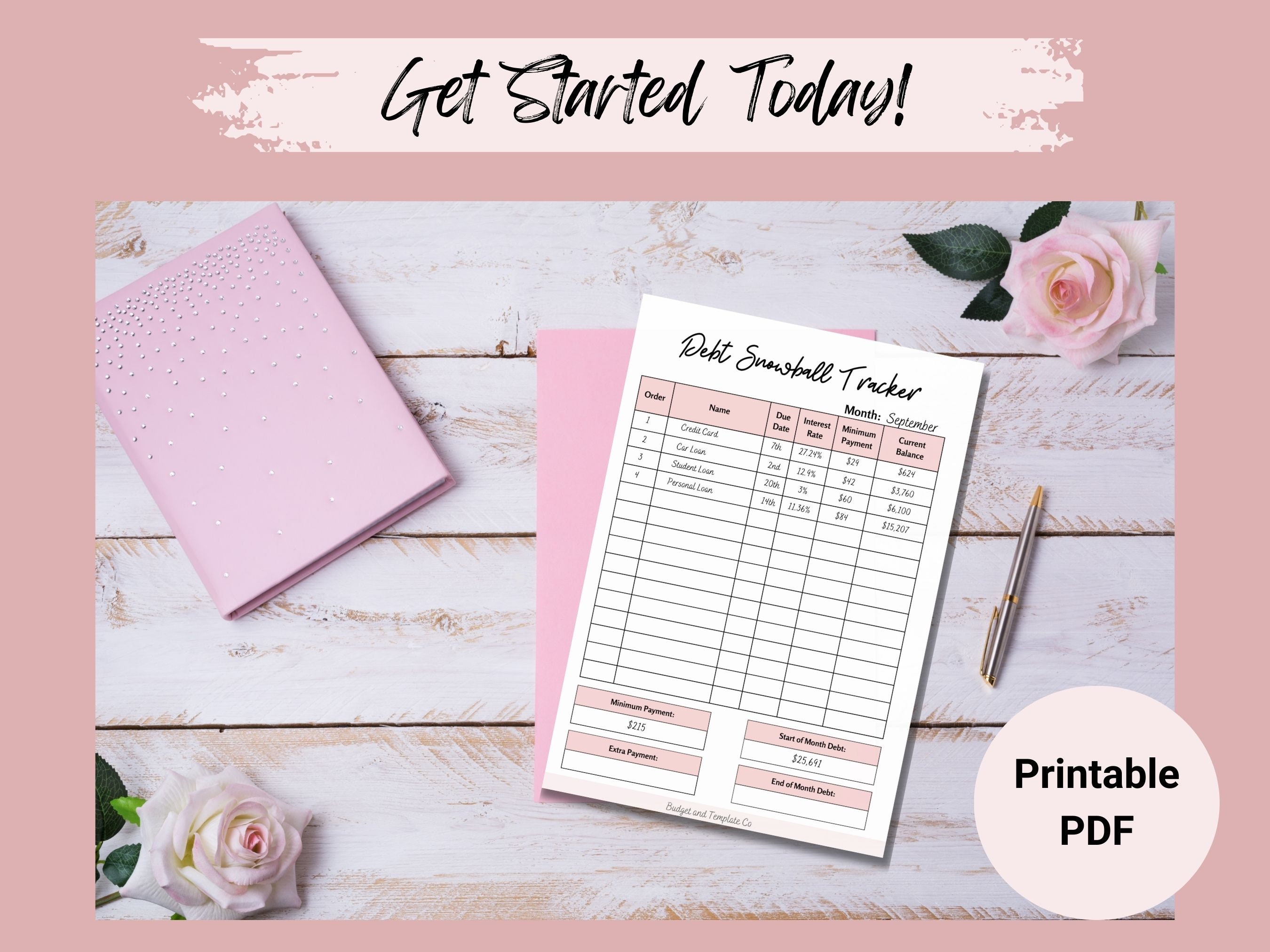 Debt Snowball Sheet, Debt Snow Ball Printable Comes in A4 and US Letter ...