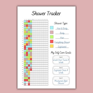 Shower Tracker Printable, Habit Tracker, Health Tracker, Goal Tracker ...