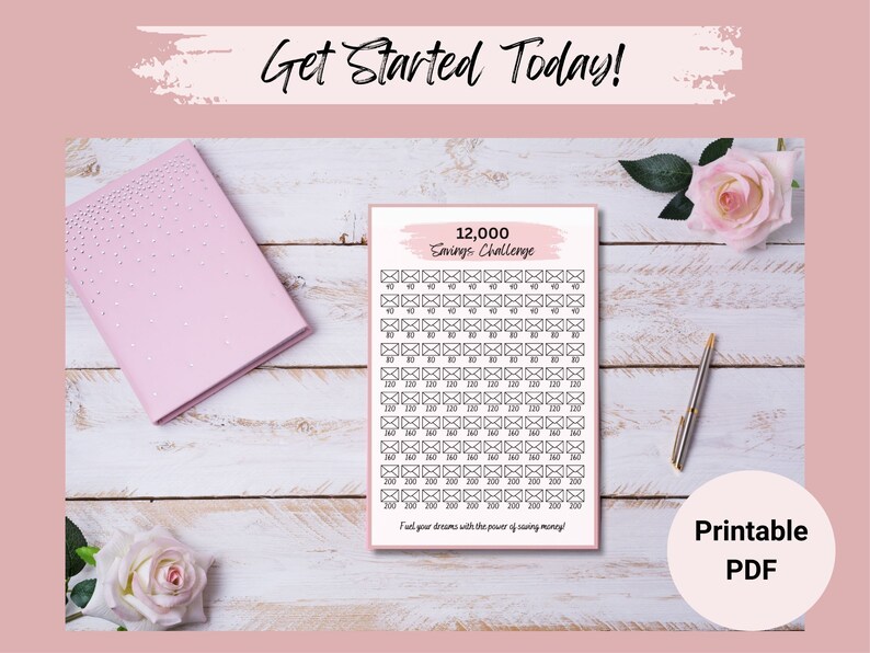 12K Savings Challenge Printable, 12k Challenge Fits A6 Budget Binder ...