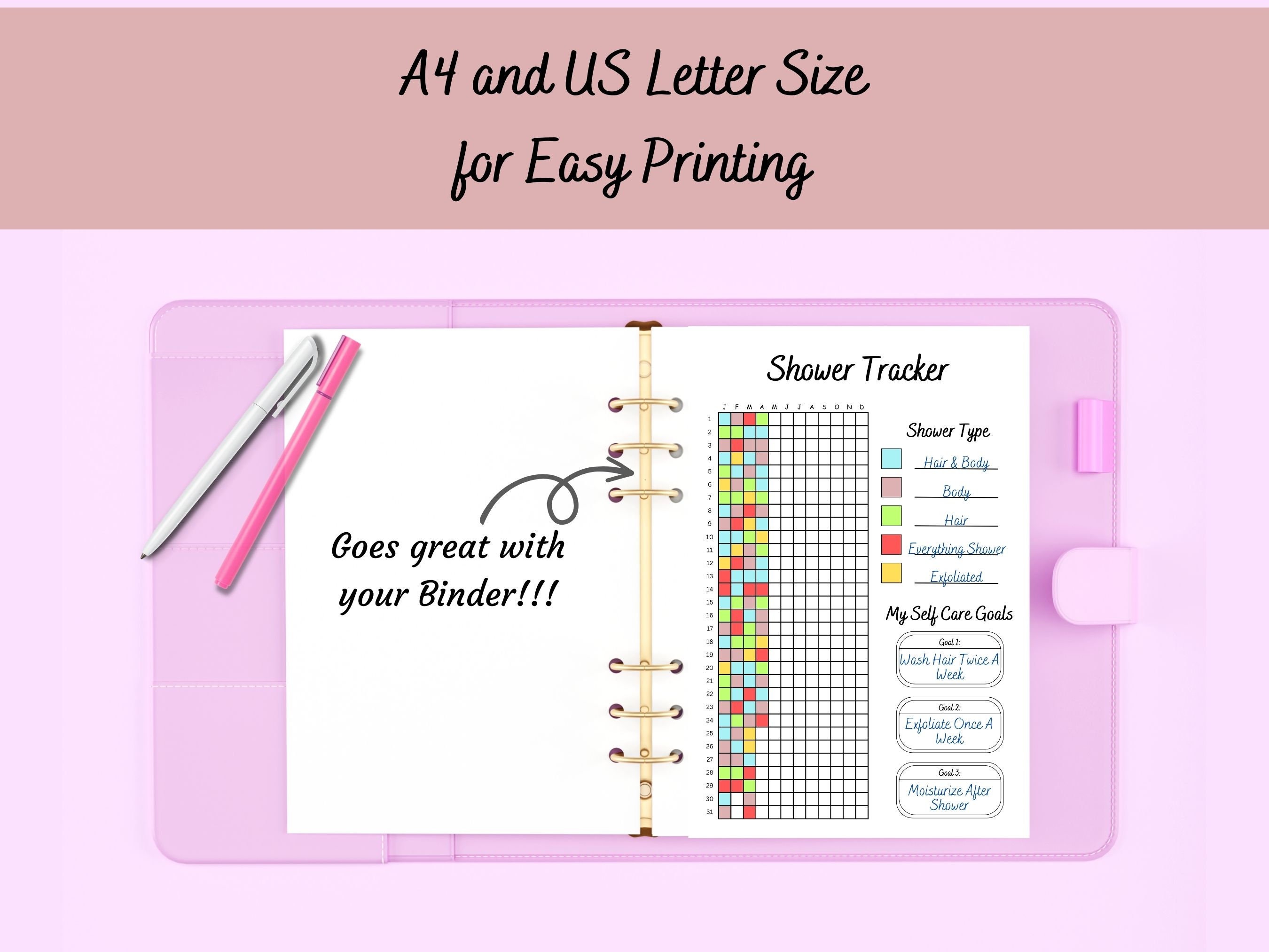 Shower Tracker Printable, Habit Tracker, Health Tracker, Goal Tracker ...